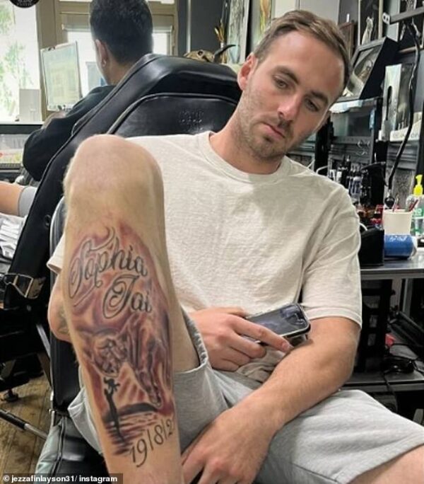Footy star Jeremy Finlayson gets a very touching tattoo just days after ...